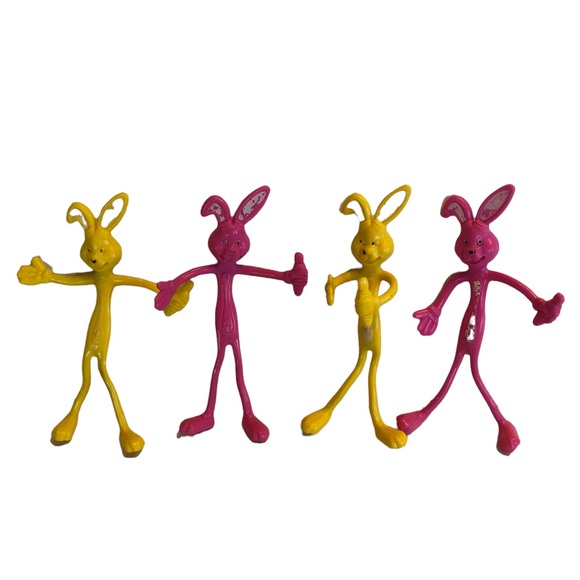 unknown | Toys | Vintage 4 Bunny Rabbits Bendy Rubber Flexible Bendable ...